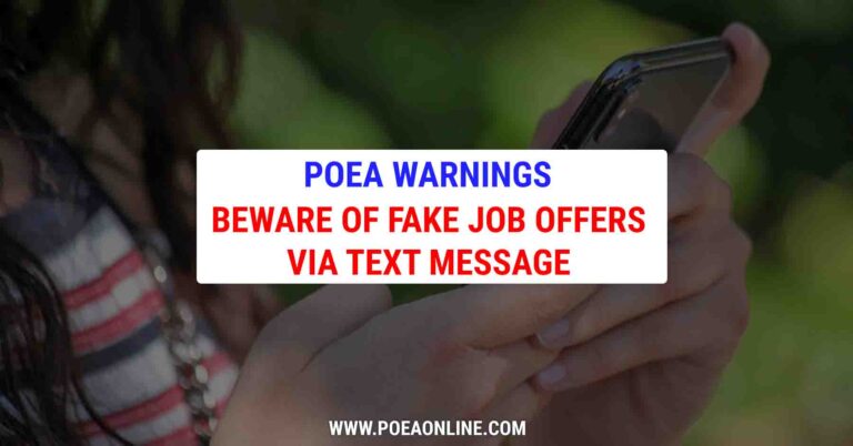 POEA Warning: Fake Job Opportunities through Text Messages | POEA Online