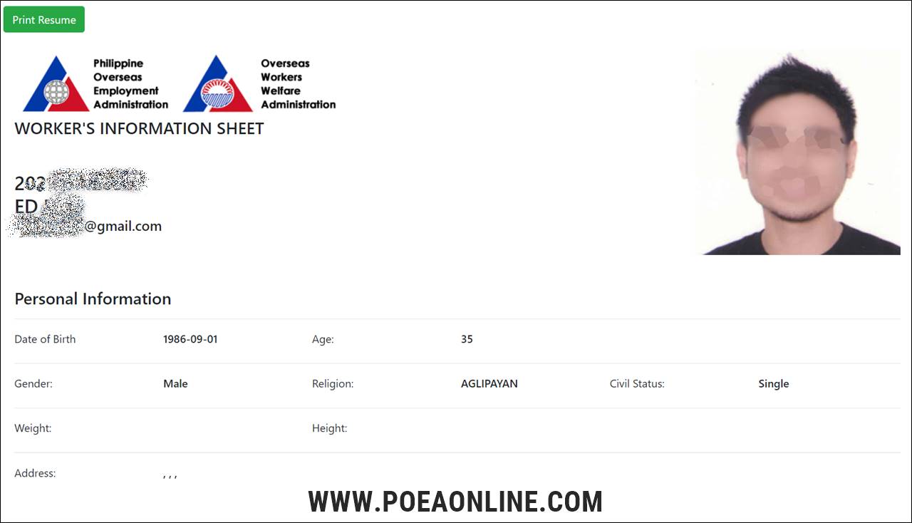 Preview Of POEA Worker s Information Sheet