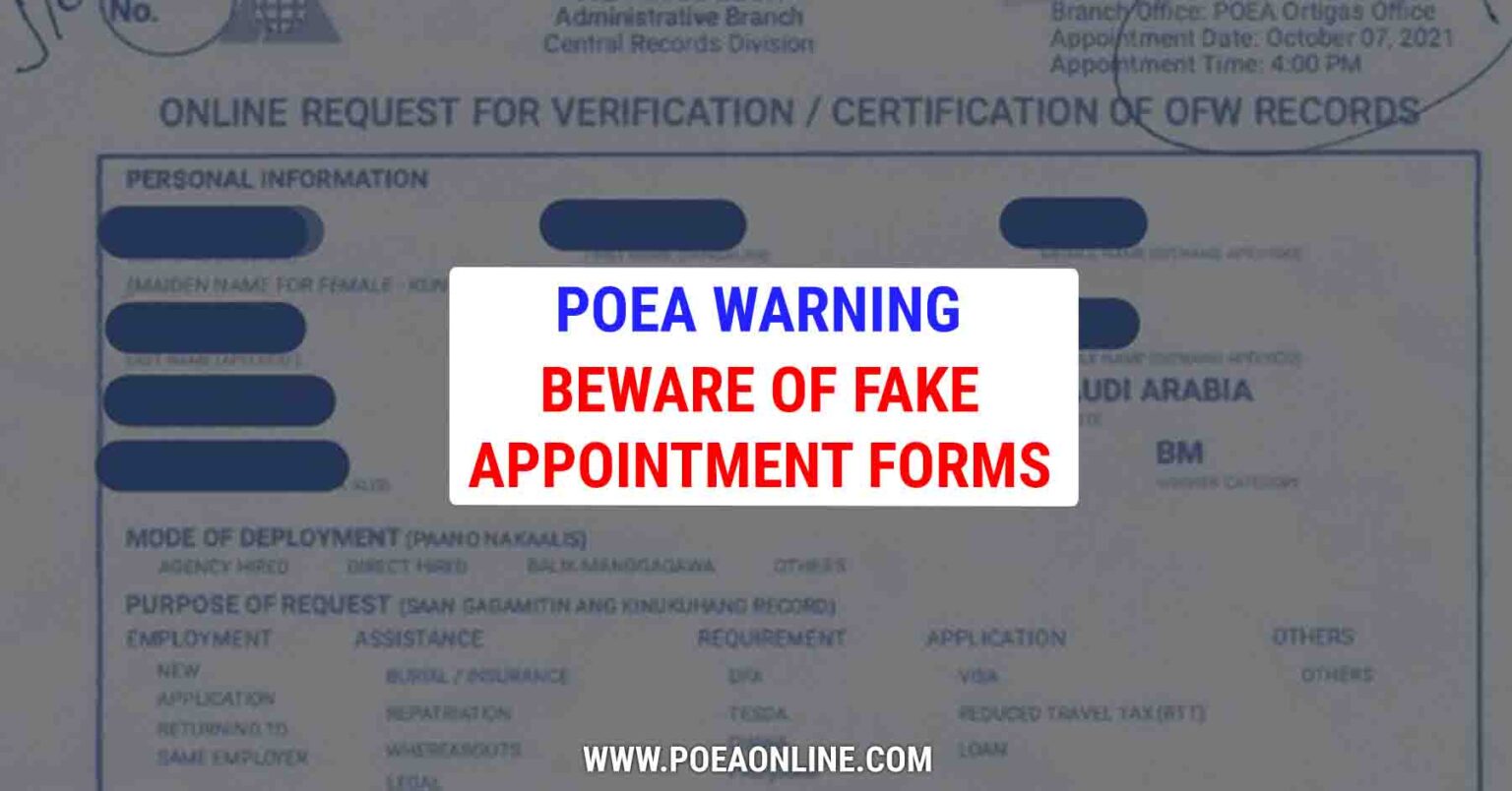Appointment Form To Process OFW Records Appointment Form To Process OFW Records